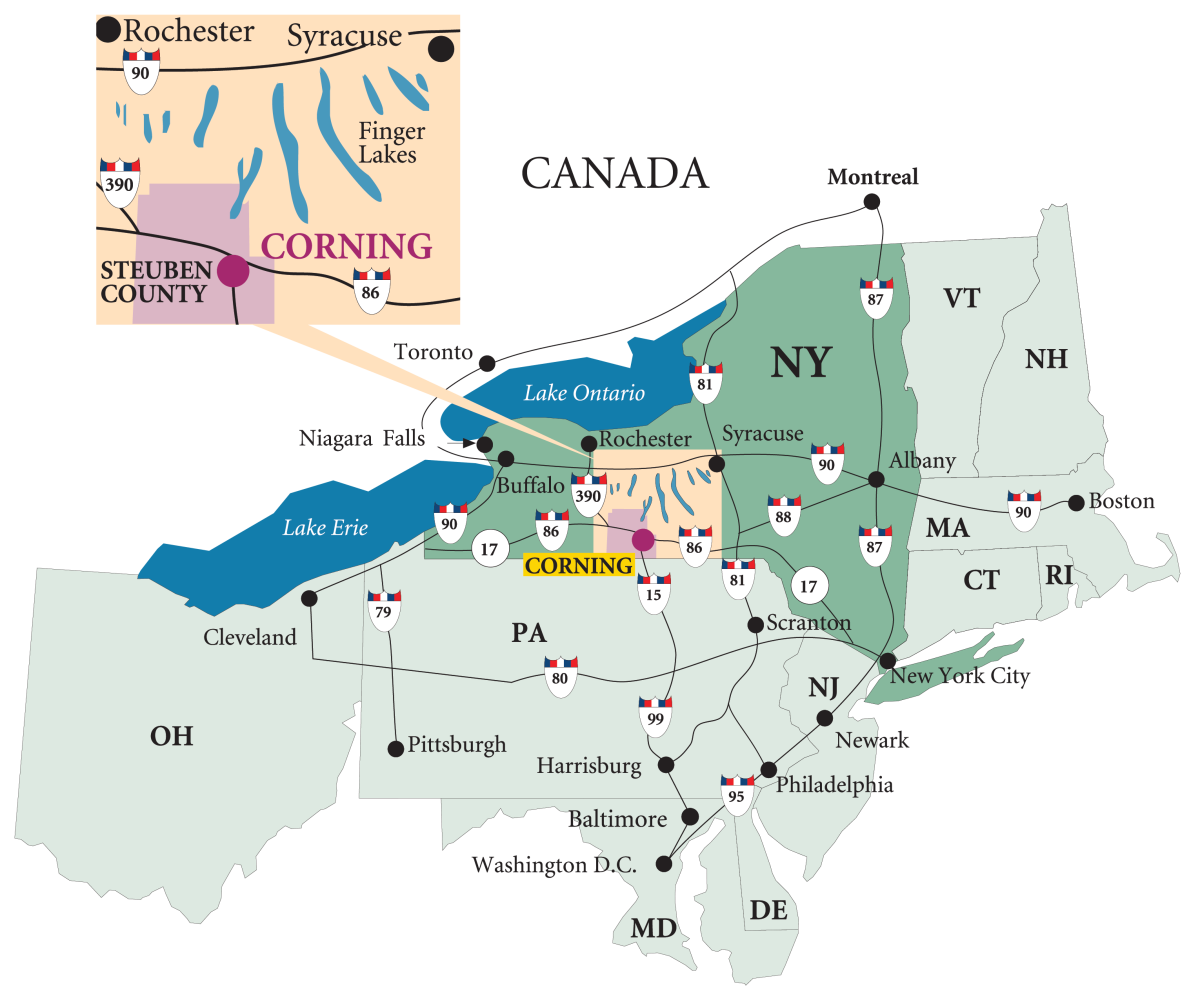 Corning Ny Map | Color 2018