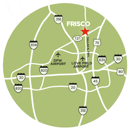 Travel distance and directions to Frisco from around the USA