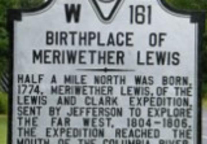 Birthplace of Meriwether Lewis Historic Marker