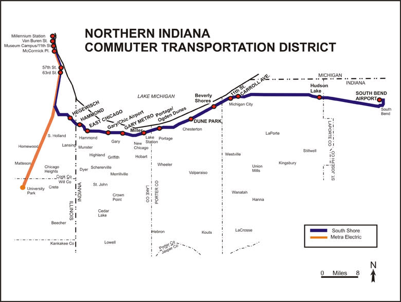 Northwest Indiana Railroad Map | South Shore Trains & Schedules