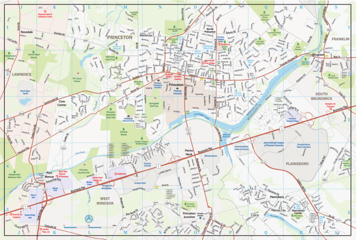 Map Of Princeton New Jersey | Tourist Map Of English