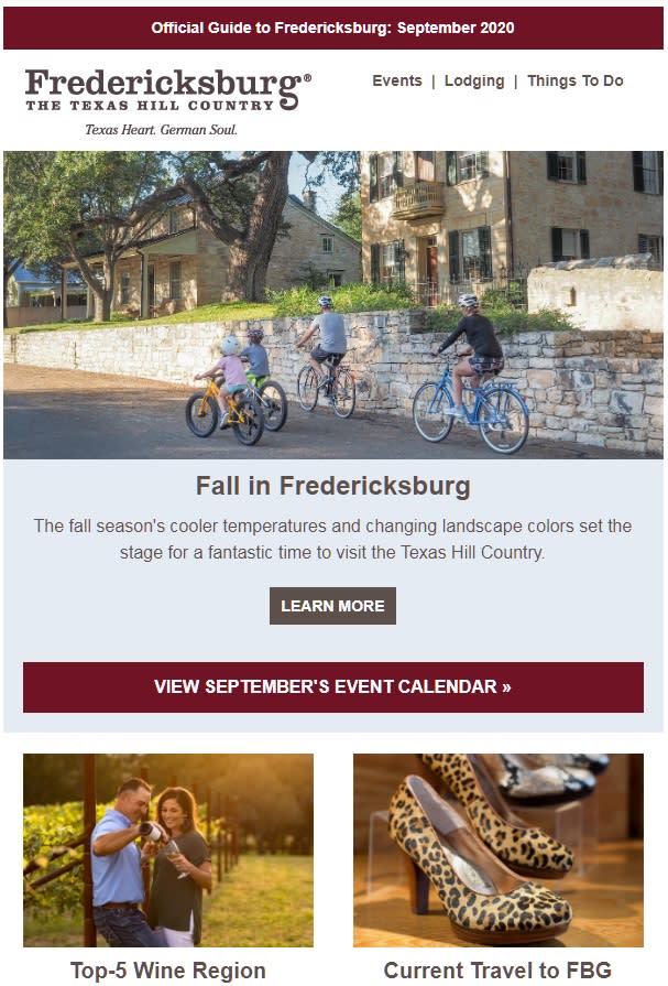 Visit Fredericksburg Texas Newsletter