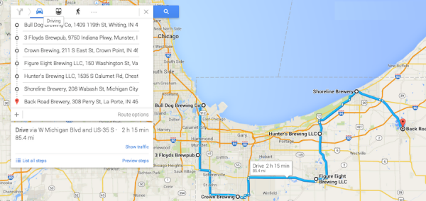 Northwest Indiana Beer Trail, Day 1