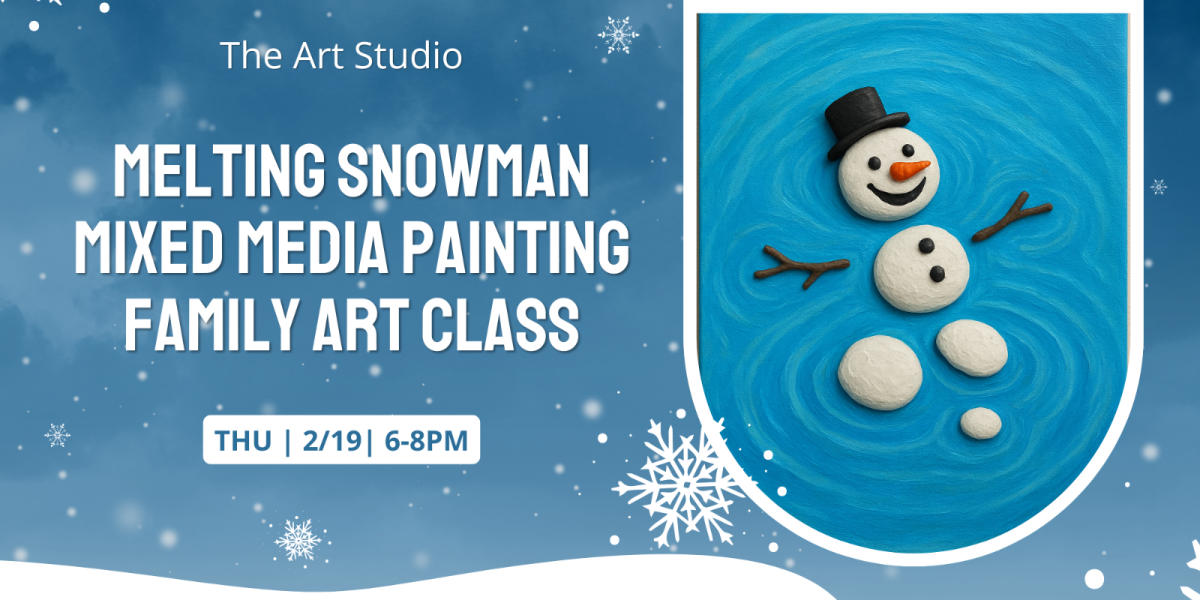 Melting Snowman Mixed Media Painting Family Art Class