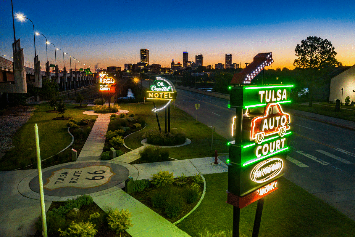 Cyrus Avery Centennial Plaza & Route 66 Neon Sign Park | Green Country ...