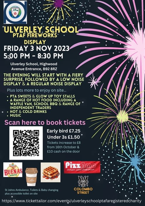 Ulverley School Olton, Solihull PTAF Fireworks Display 2023 - Visit ...