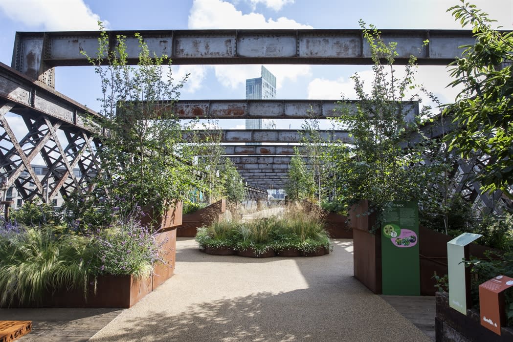 Celebrating the Manchester Flower Festival at Castlefield Viaduct