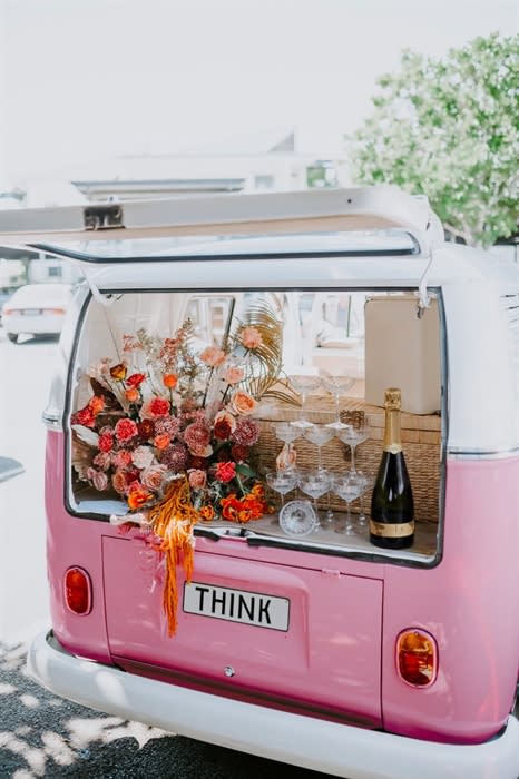 ThinK Wine Pink VW Camper Van