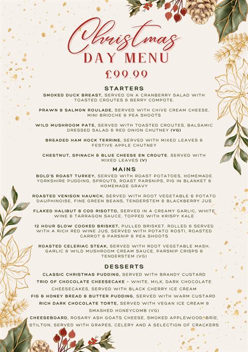 Christmas Day Menu 2025 - Visit the New Forest