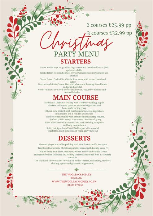 Christmas Party Menu - Visit the New Forest