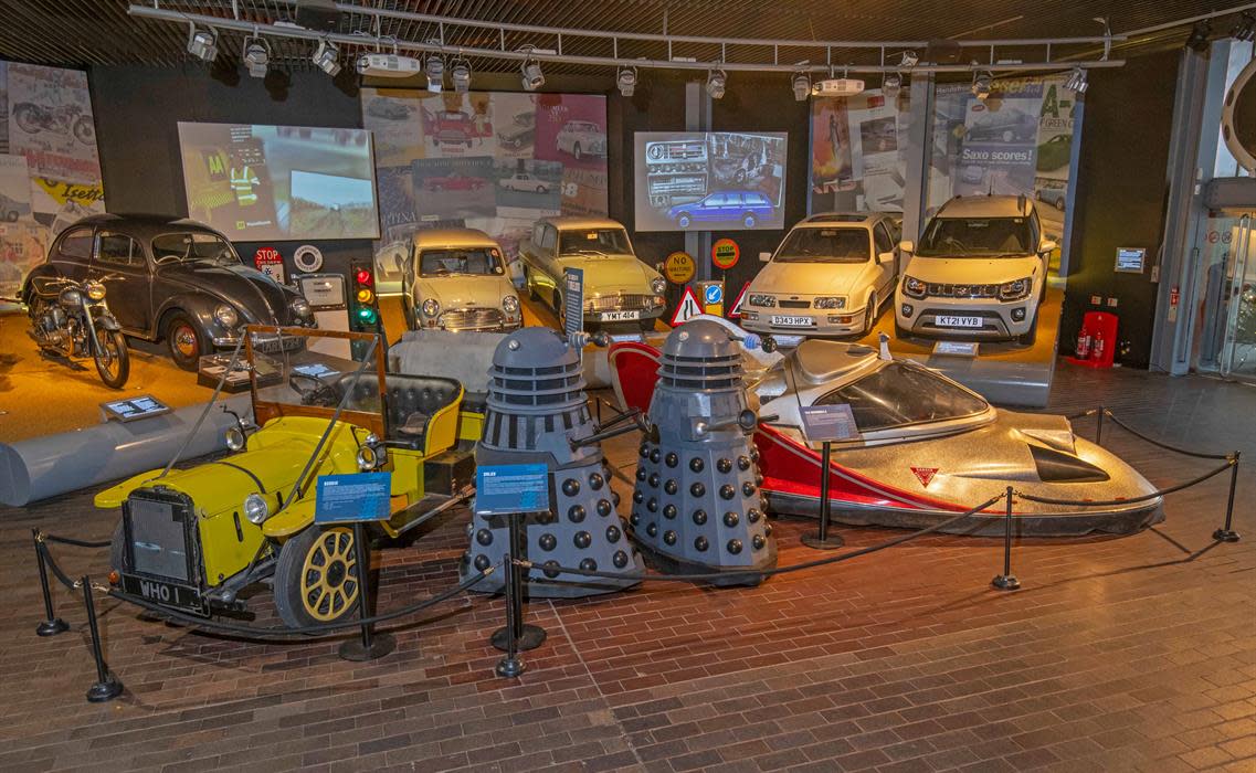 Doctor Who's futuristic Whomobile, Bessie and original Dalek at ...