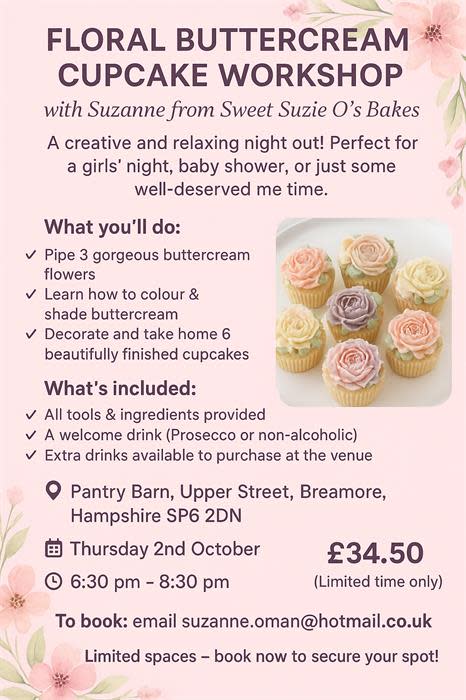 Floral Buttercream Cupcake Workshop - Visit the New Forest