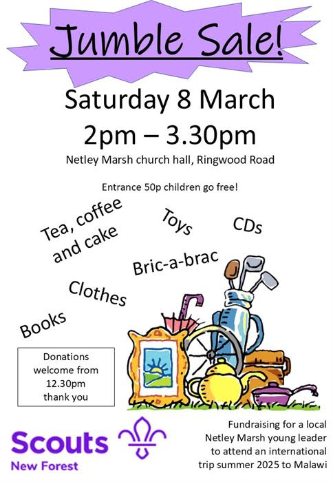 Jumble Sale - 8th March - Visit the New Forest