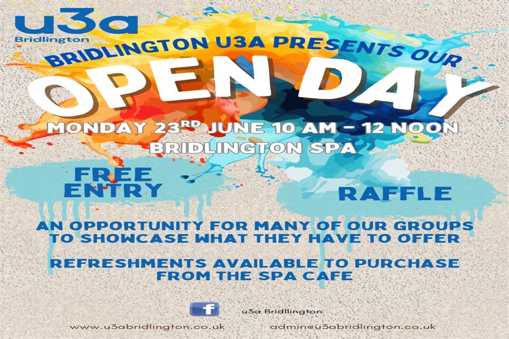 u3a Bridlington Open Day - Monday 23rd June 2025 - Visit East Yorkshire