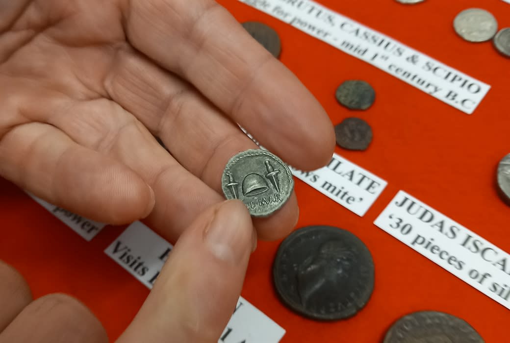 Rare Roman Coin Display at Chedworth Roman Villa - Cotswolds