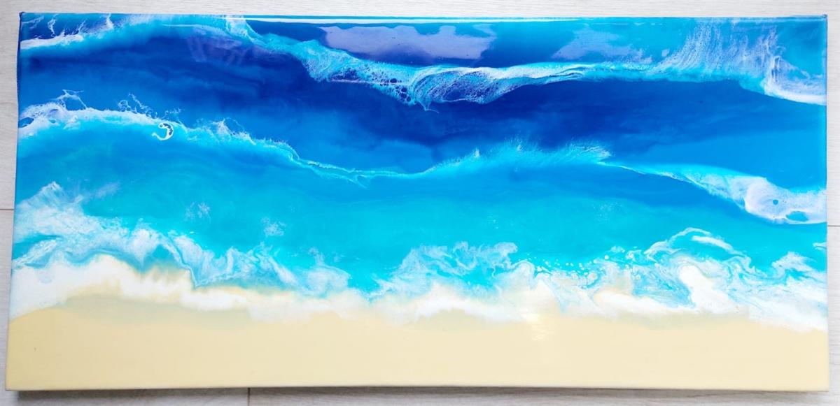 Mini Resin Seascape Canvas - Visit Devon