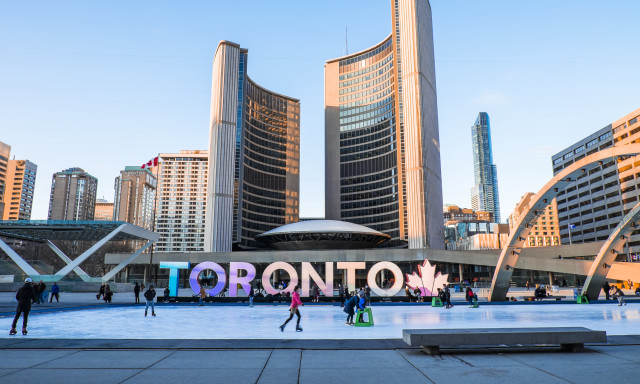 Skating at Nathan Phillips Square Destination Toronto