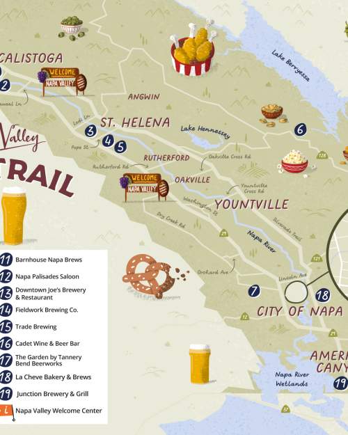 Mapa Del área Del Valle De Napa, California