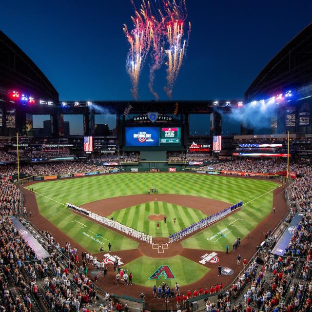 baseball stadium night time