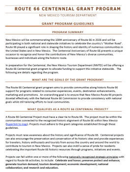 Route 66 Centennial Grant Program