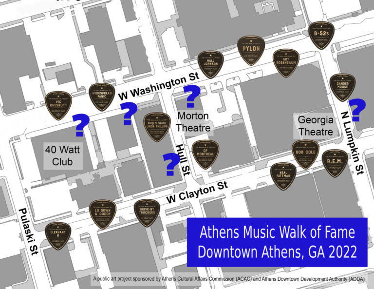 Athens, GA Music Walk of Fame Map, Inductees & Iconic Bands