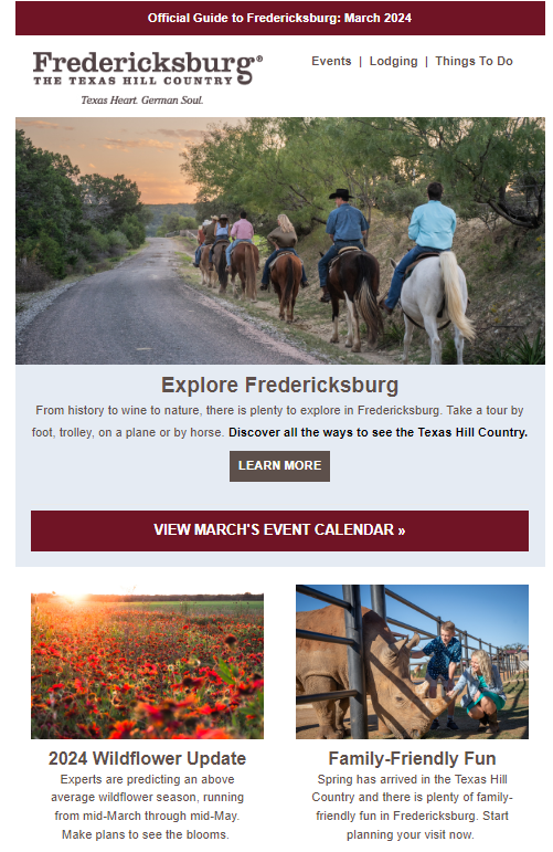 Visit Fredericksburg Texas Newsletter