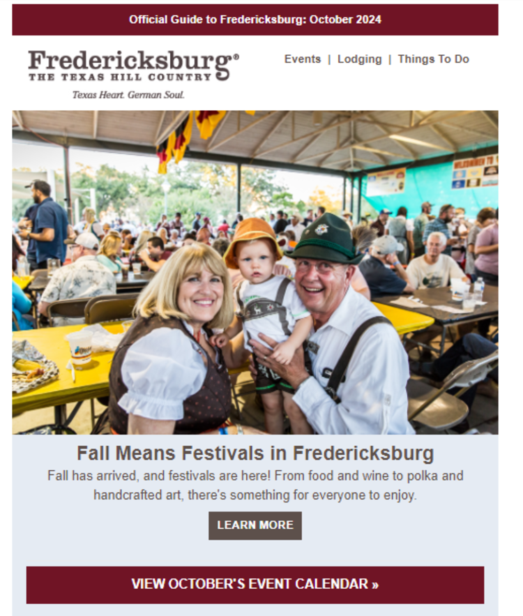 Visit Fredericksburg Texas Newsletter