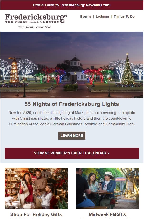 Visit Fredericksburg Texas Newsletter