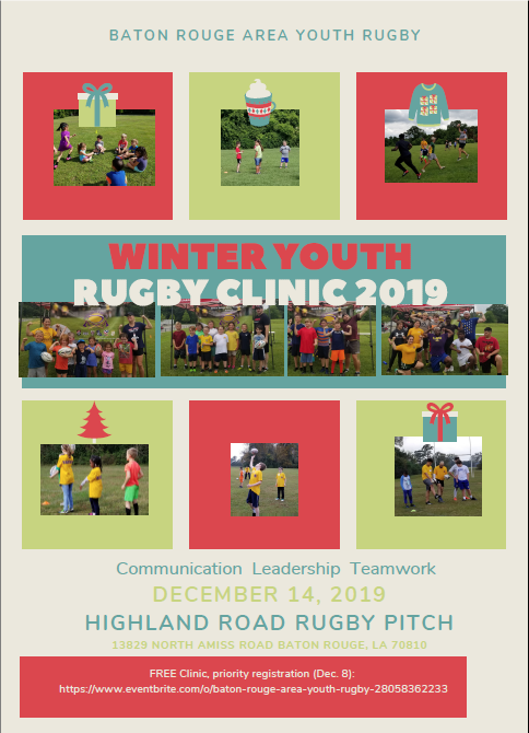 Registration Open: Winter Youth Rugby Clinic, December 14th, 2019
