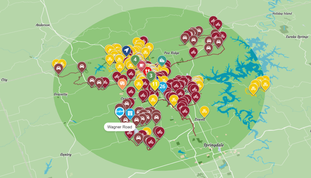 View the Wander Map of Bentonville Arkansas