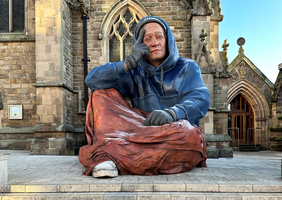Homeless Man Statue Birmingham