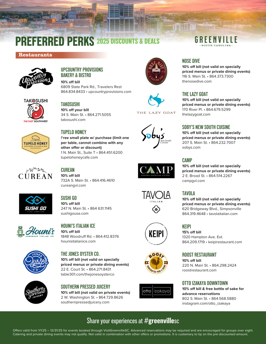 Preferred Perks | VisitGreenvilleSC