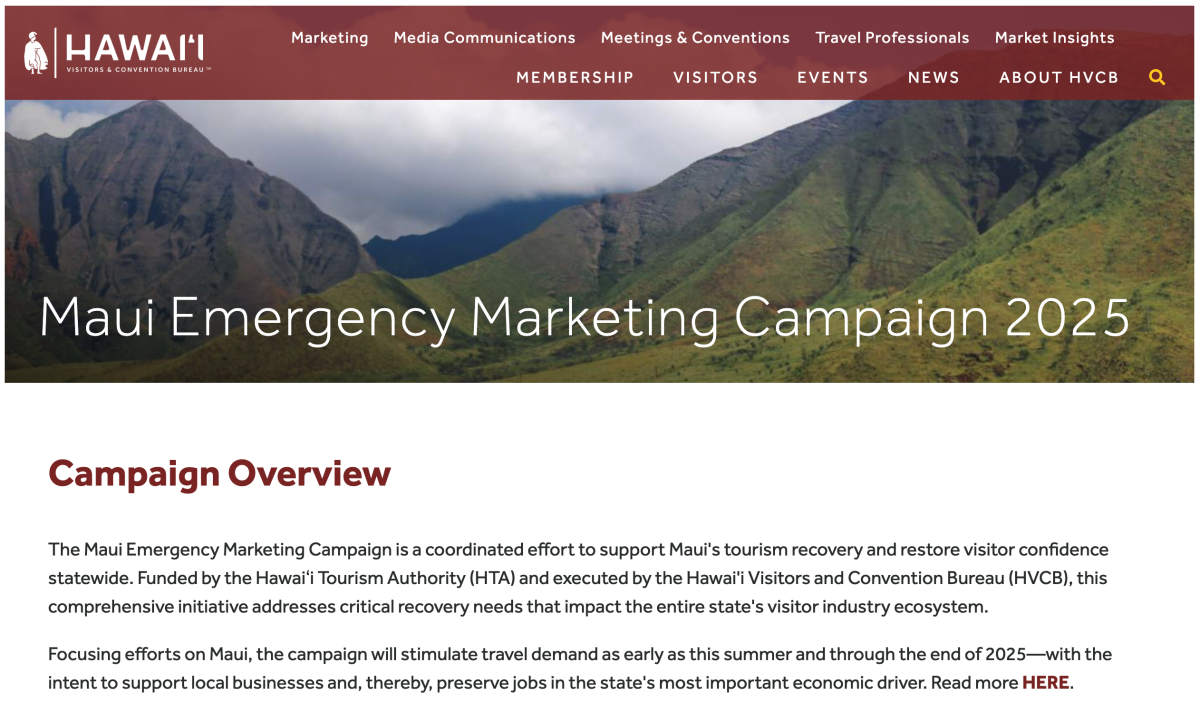 Maui Emergency Marketing Campaign Led by HVCB