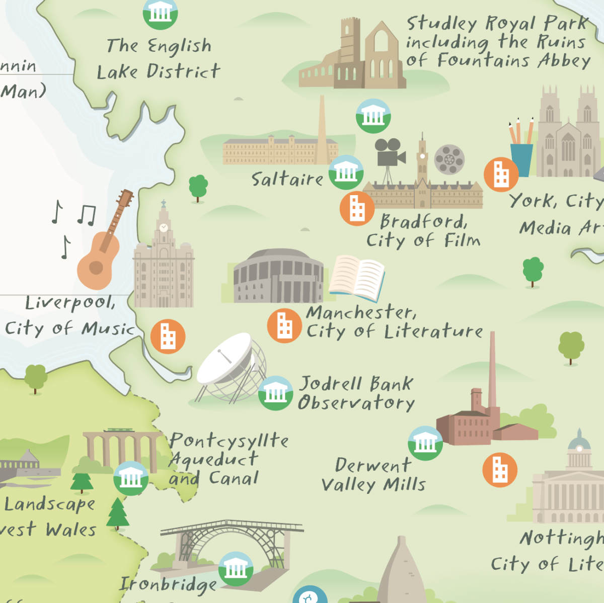 Manchester Included in Unique UK UNESCO Sites on New Illustrated Map