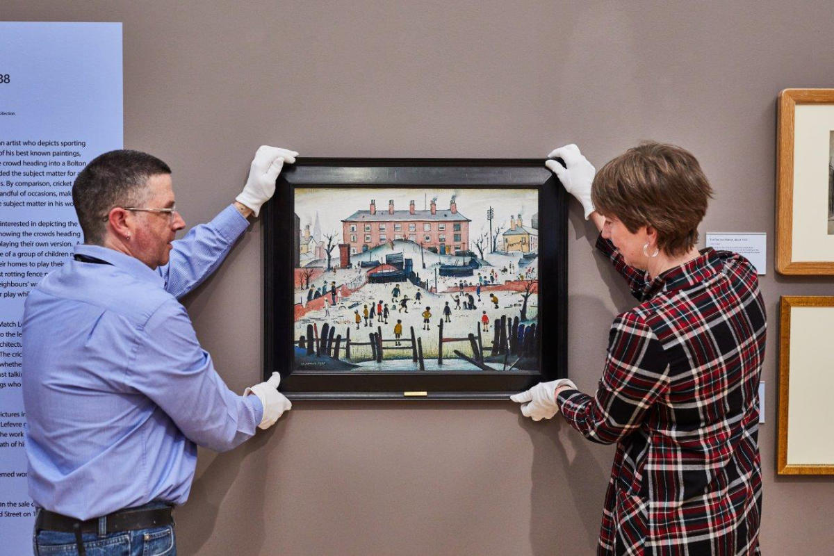 Rare LS Lowry painting of backstreet cricket match goes on display in ...