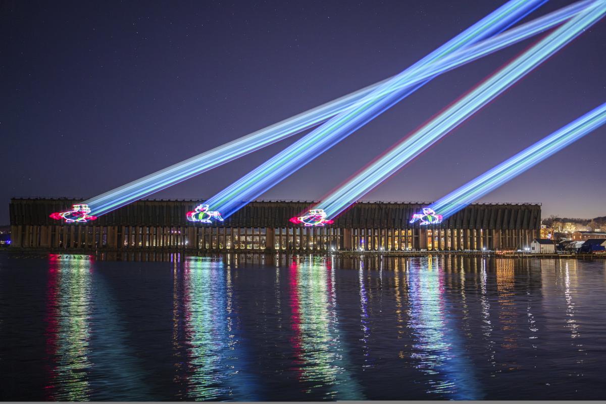Holiday Lasers on the Ore Dock in Marquette, Michigan