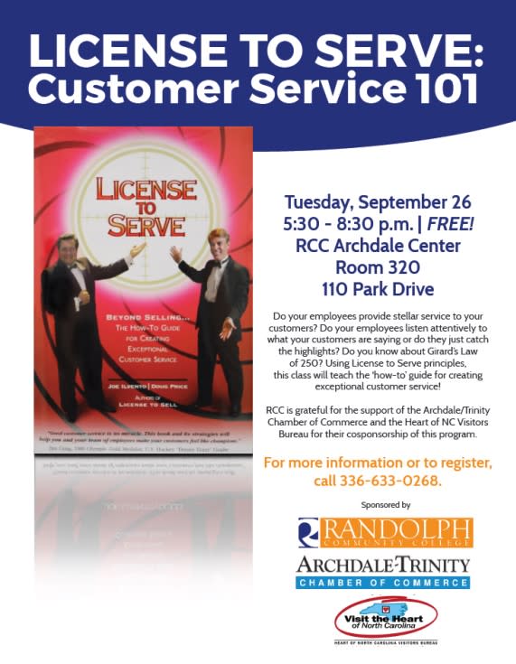License to Serve Customer Service Course Set for Sept. 26 at RCC ...