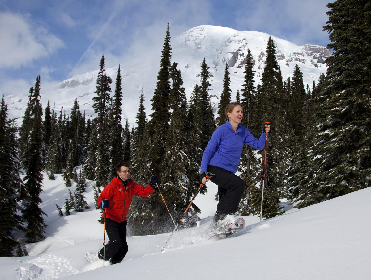 Snowshoe your way to Paradise - or Longmire - at Mount Rainier