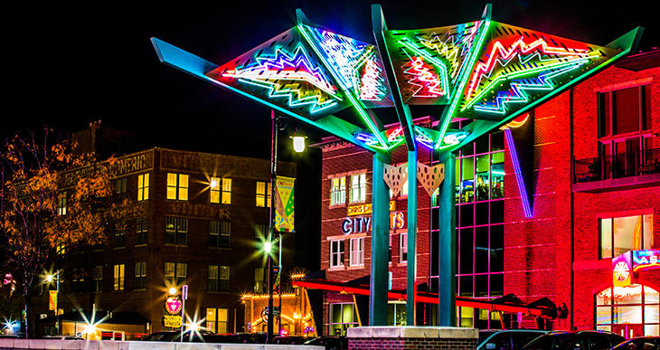 Downtown Wichita Kansas At Night