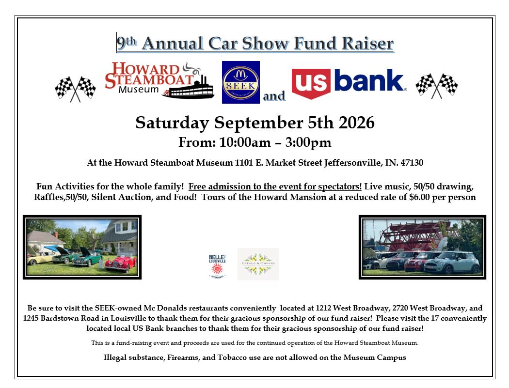 9th Annual Howard Steamboat Museum Car Show Fund Raiser ...