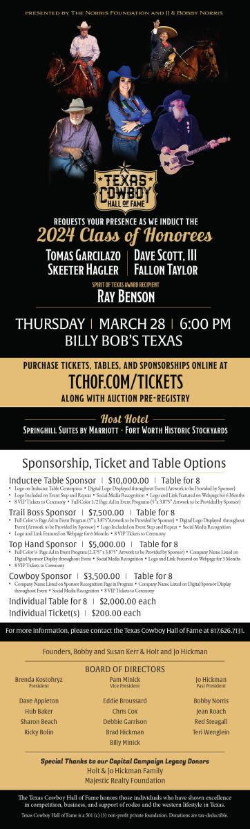 Texas Cowboy Hall of Fame 2024 Induction Ceremony