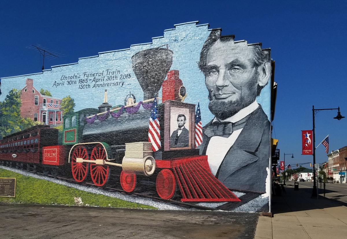 Lincoln Funeral Trail Mural with Solomon Meredith’s home in the ...