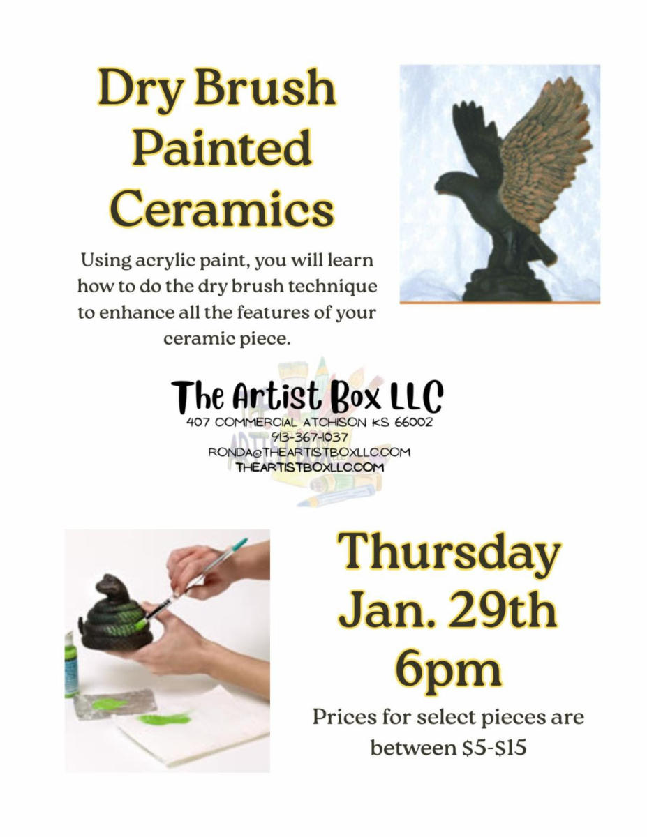 Dry Brush Painted Ceramics @ The Artist Box - Atchison KS, 66002