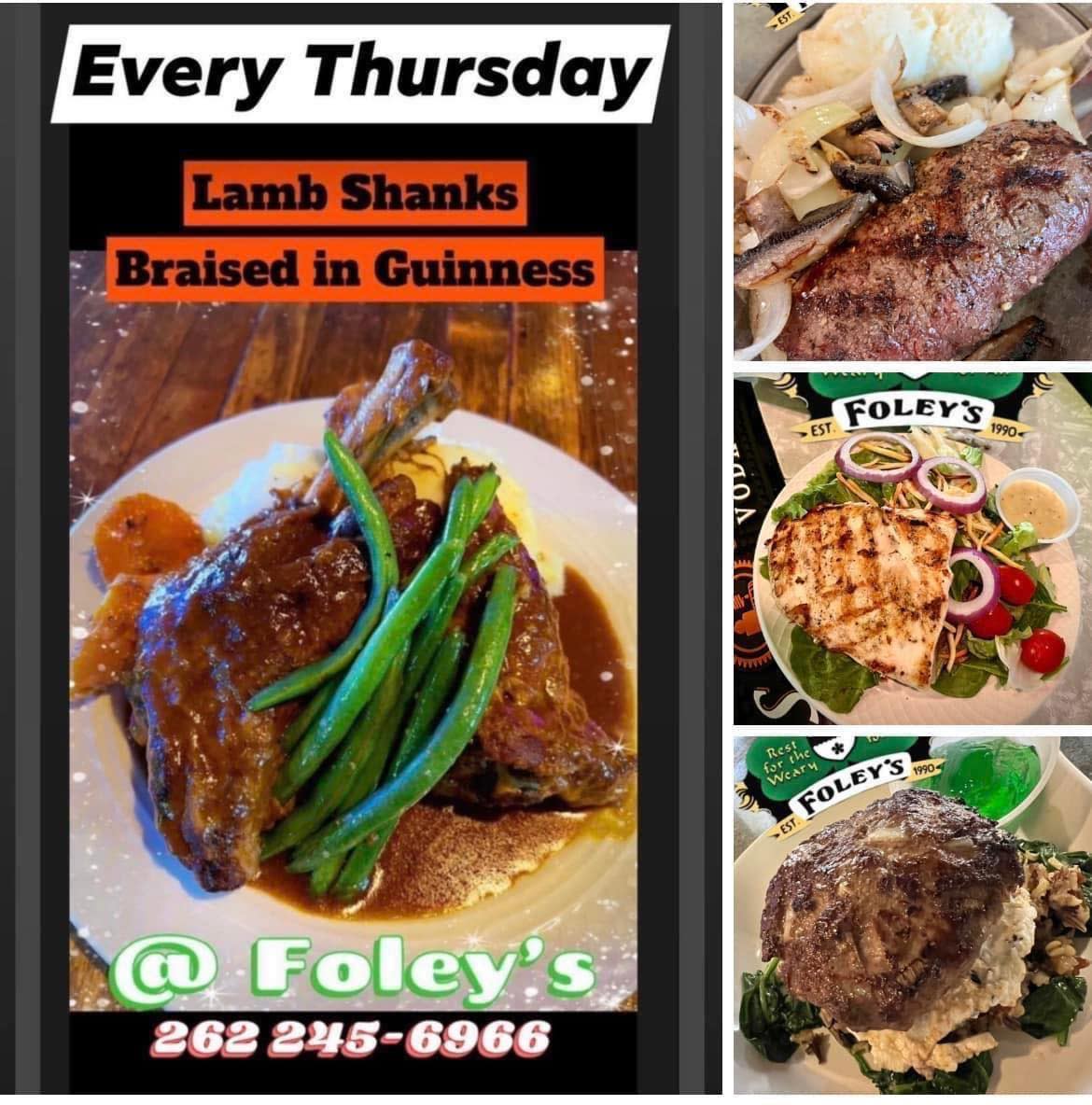 Foley's Lamb Shank Dinner every Thursday