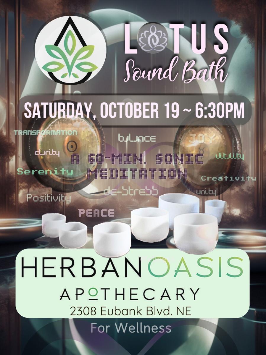 Lotus Sound Bath at HERBAN OASIS Oct. 19