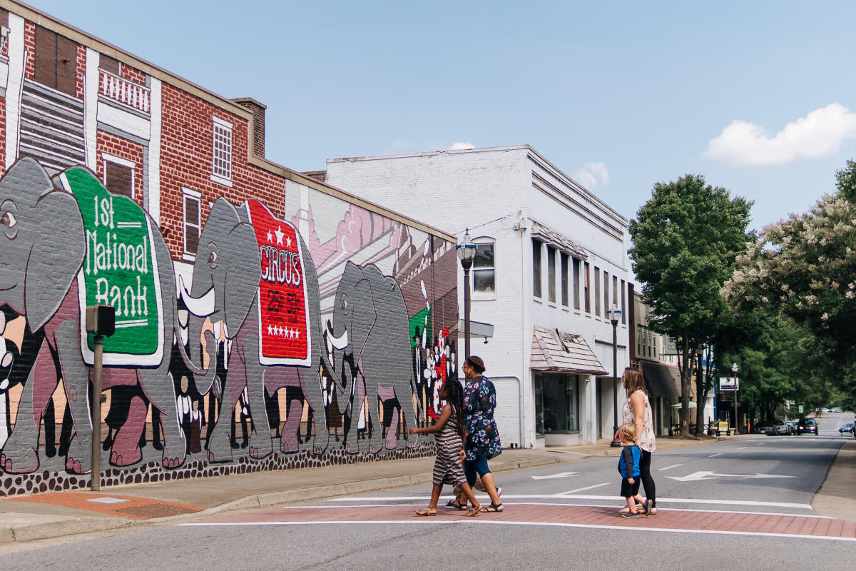 Elephants on Parade Mural in Uptown Martinsville