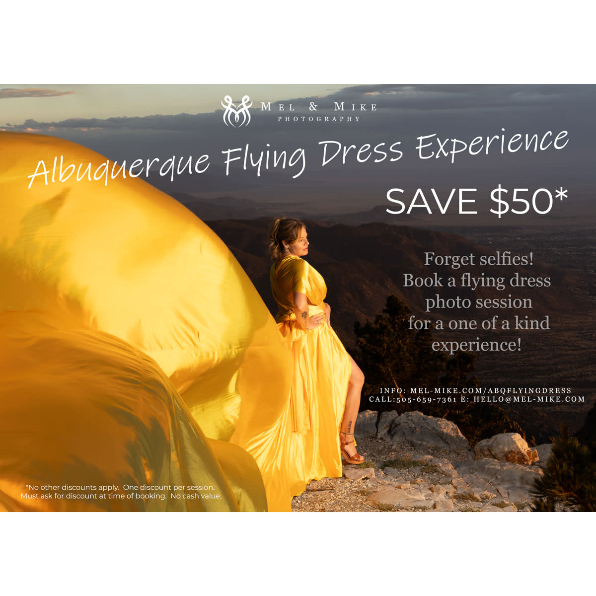 $50 off Flying Dress Session with Mel & Mike Photography
