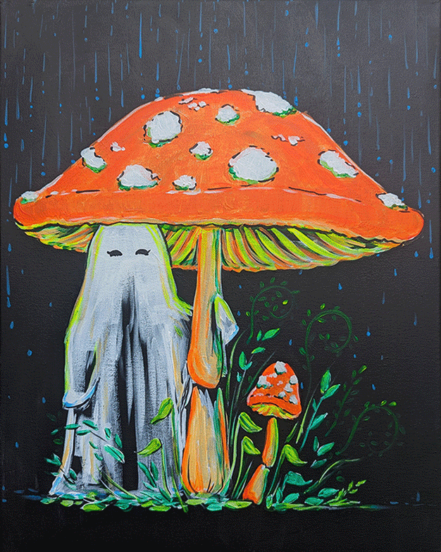 Paint and Sip: Ghost in the Rain - Black Light | Jeffersonville, IN 47130