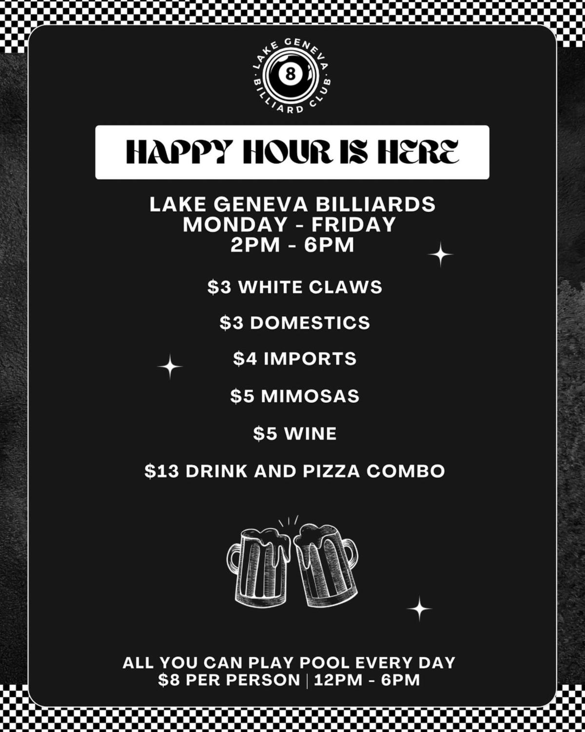 Happy Hour at Lake Geneva Billiards