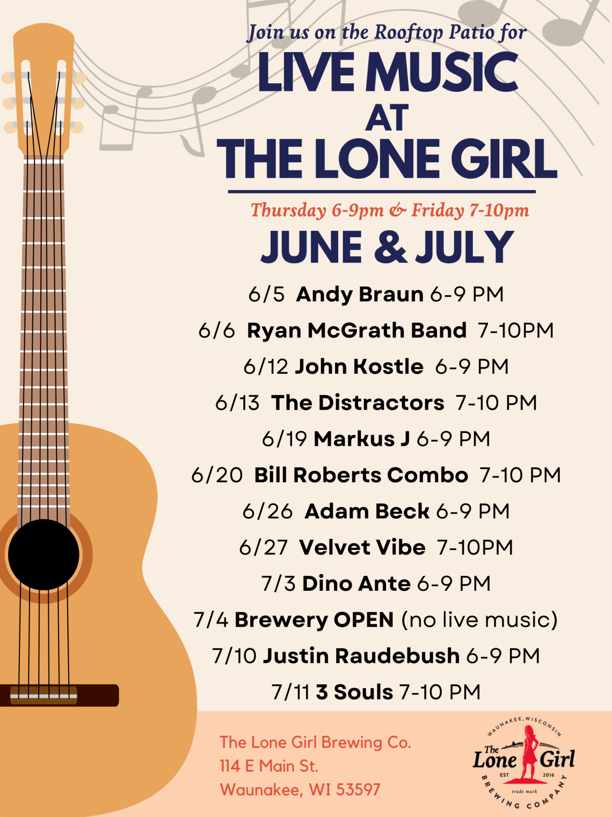 Live Music on the Rooftop @ The Lone Girl | Waunakee, WI